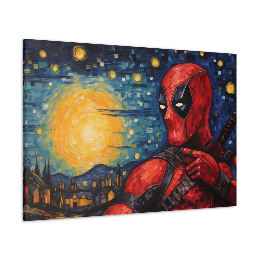 Marvel Deadpool Wall Canvas Abstract Art Van Gogh Starry Night - Etsy