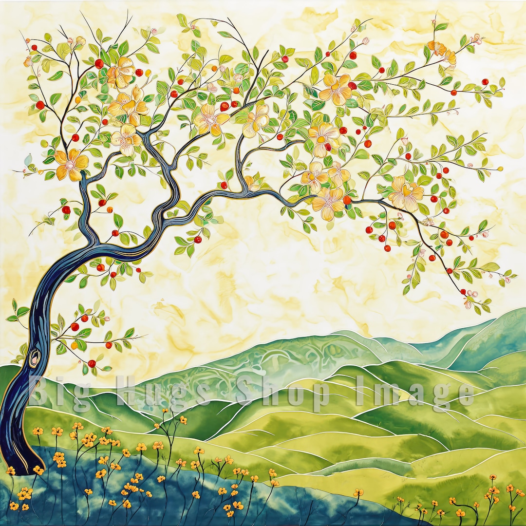 Spring Blossom Ceramic Tile Art: Floral Landscape Decor - Etsy