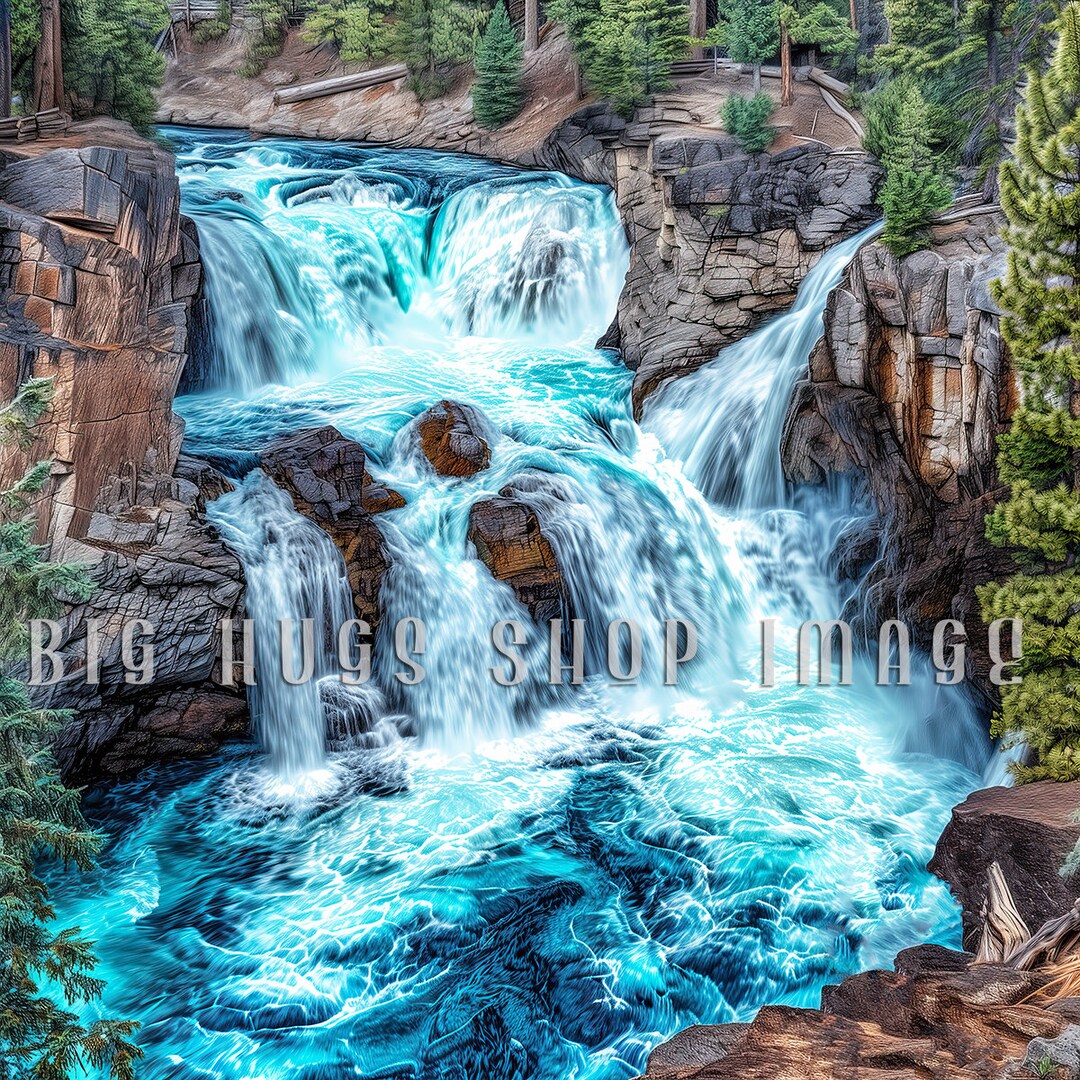 Cascading Waterfall Ceramic Tile Art: Forest Landscape Decor - Etsy