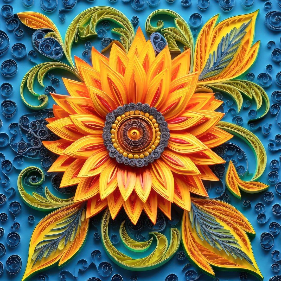 Abstract Colorful Sunflower Design on a 6x6 8x8 actual 7.8 - Etsy