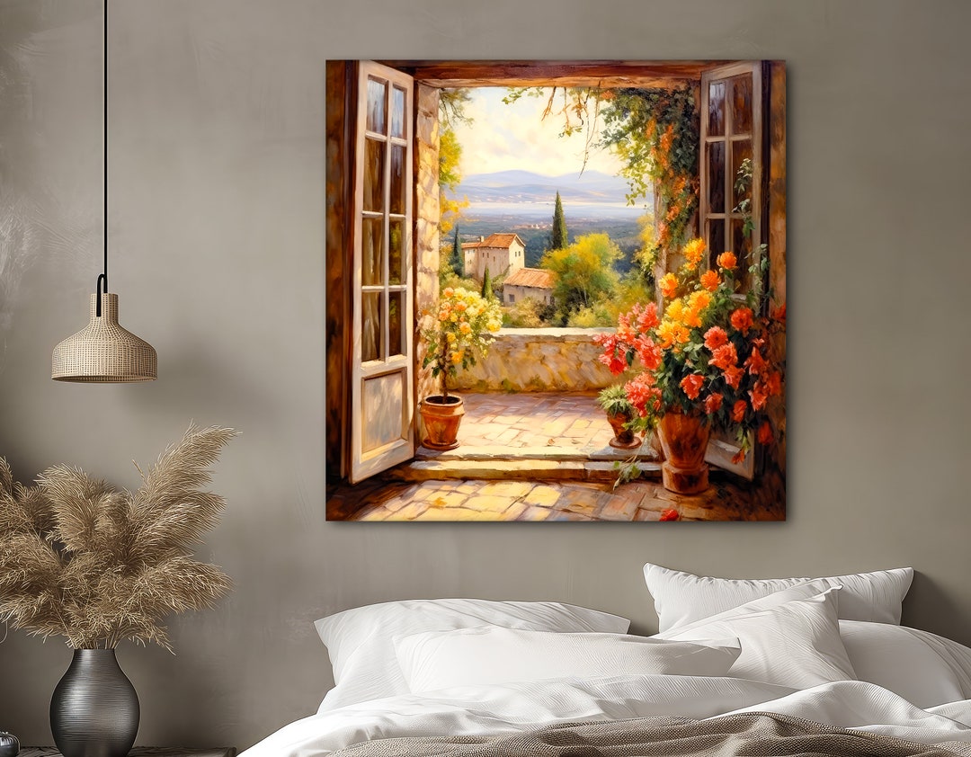 Tuscan Villa Window View Art: Archival Canvas Print - Etsy