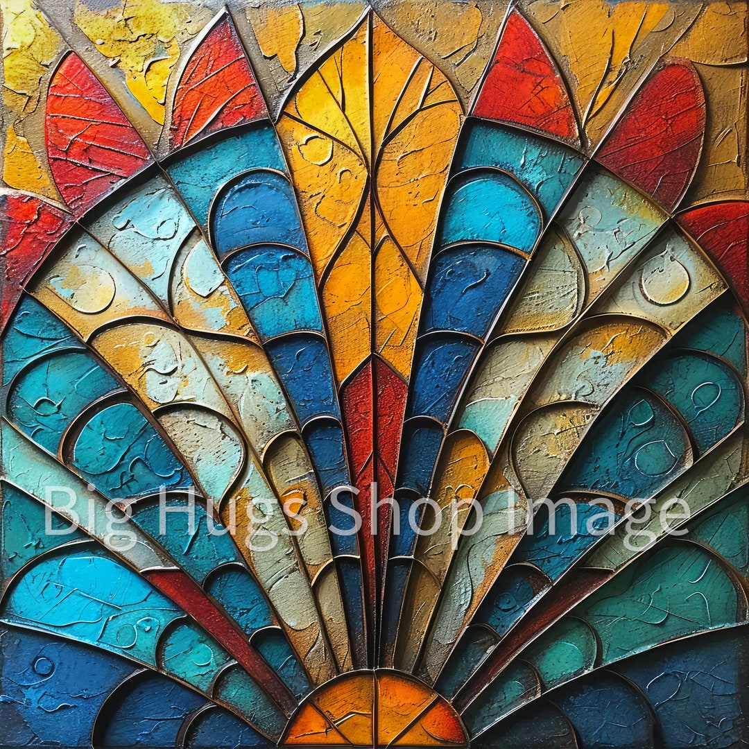 Abstract Art Deco Design (smooth Surface With Textured Look) on a 6x6 ...