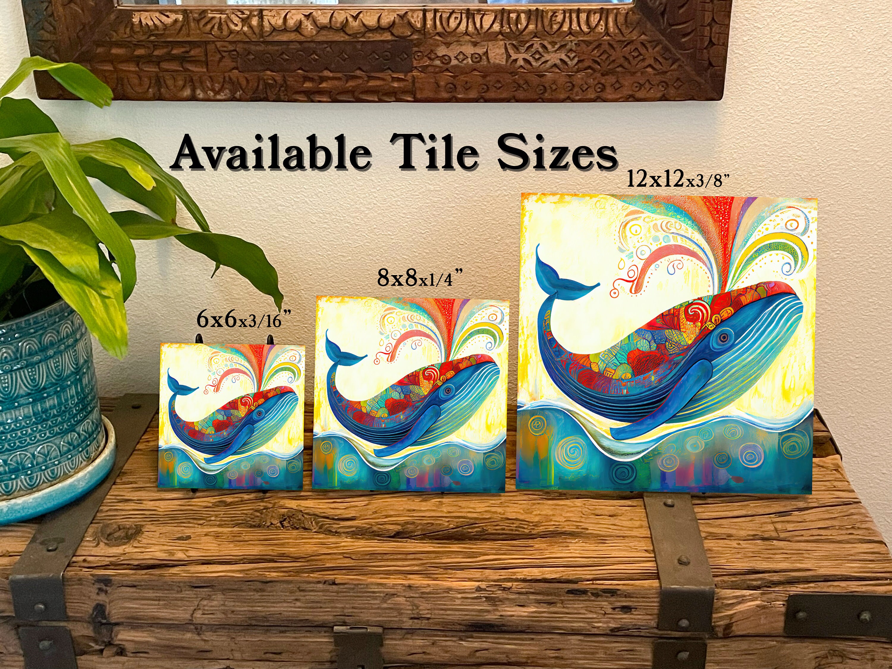 Handmade Colorful Whale Ceramic Tile: Decorative Accent Art - Etsy