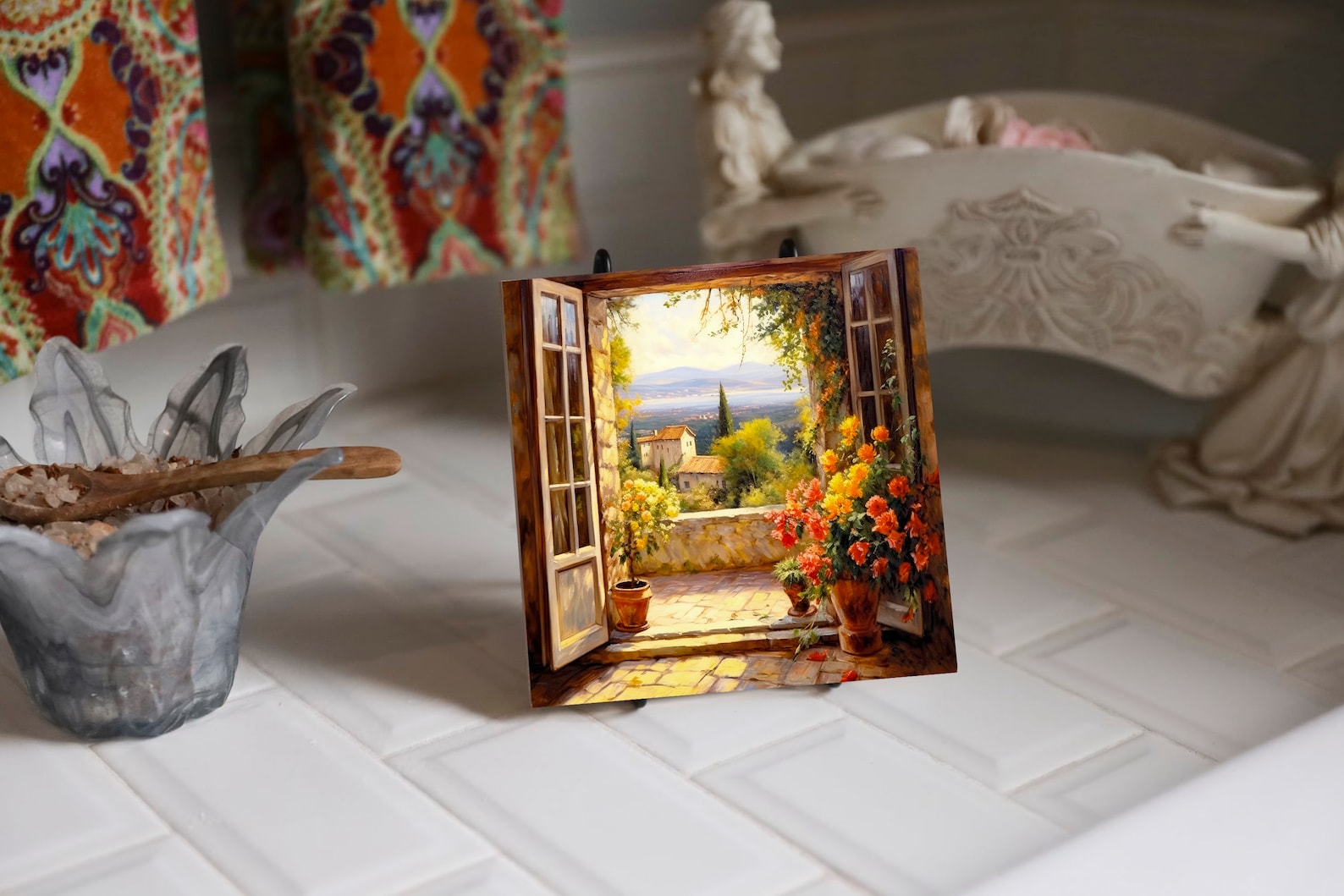 Tuscan Villa Window View Art Tile: Italy Landscape Ceramic Tile - Etsy