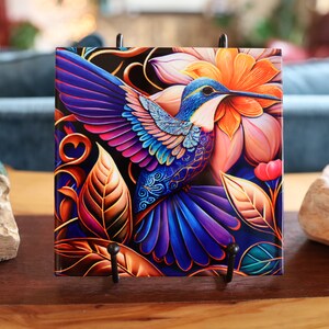 Colorful Hummingbird Ceramic Tile Art: Wall & Table Decor - Etsy