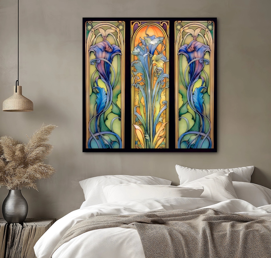 Art Deco Iris Flower Canvas Print: Roaring 20s Style - Etsy