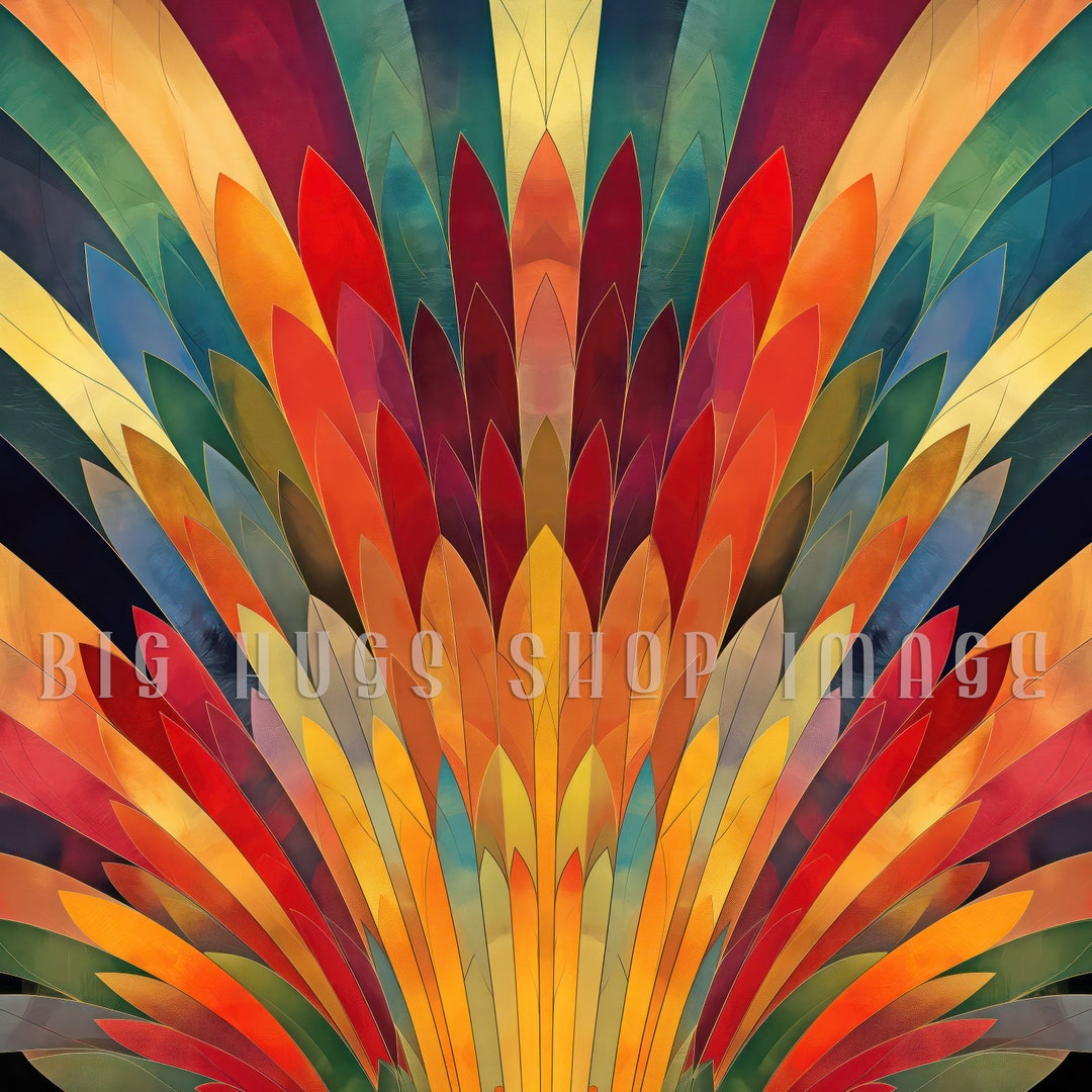 Art Deco Vivid Hues Collection, Tile #5 on a 6x6, 8x8 (actual 7.8) or ...