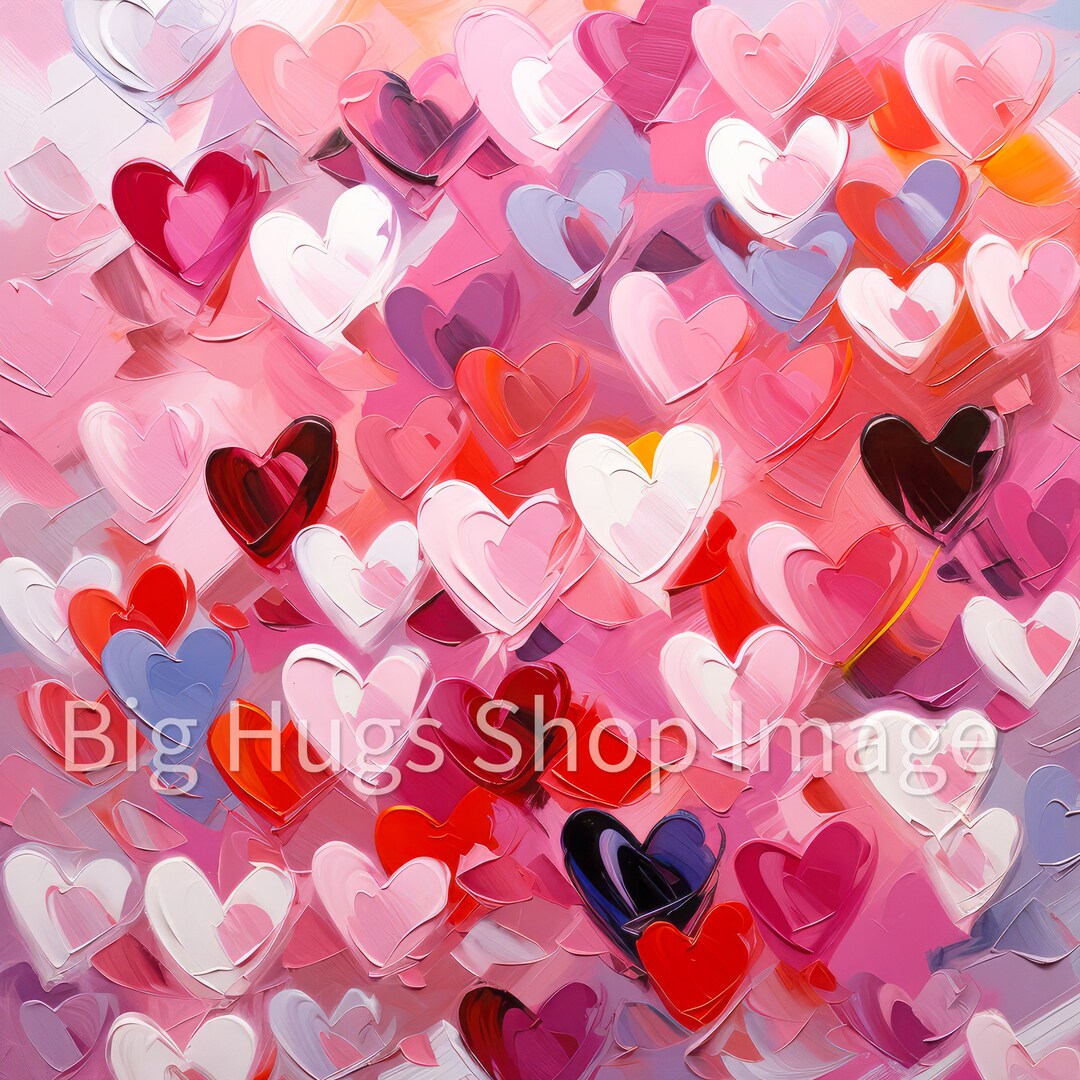 Heart Art, on a 6x6, 8x8 (actual 7.8) or 12x12 (actual 11.8) Inch ...