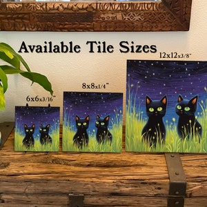 Black Cats Starry Night Art: Handcrafted Ceramic Tile - Etsy