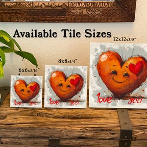 Love You Happy Heart Art: Handcrafted Ceramic Tile Decor - Etsy
