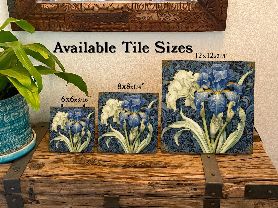 Art Nouveau Iris Ceramic Tile: Kitchen Backsplash Art - Etsy