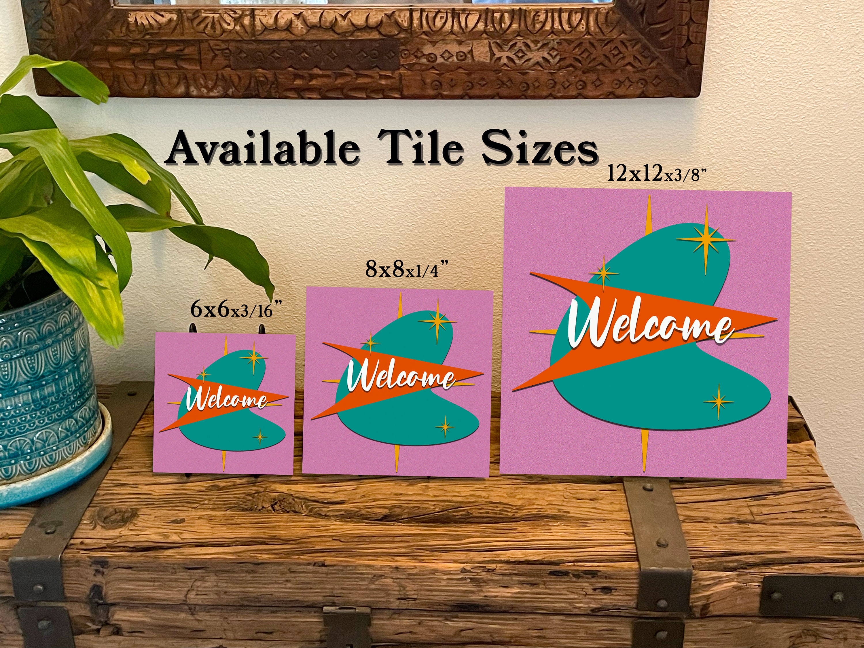 Mid Century Modern Welcome Ceramic Tile Art: Retro Home Decor - Etsy