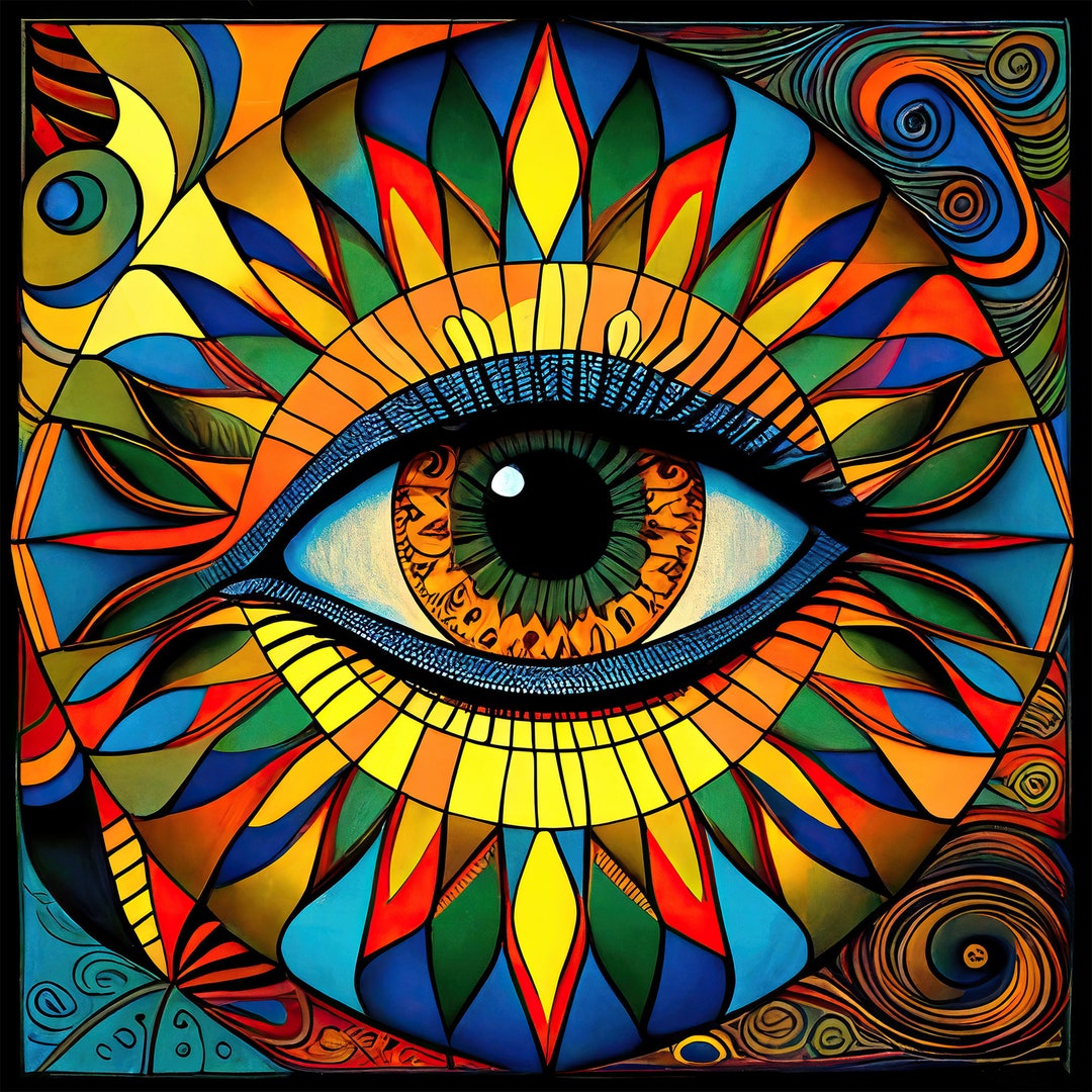 Decorative Knowing Eye Design on a Decorative 6x6 8x8 actual - Etsy