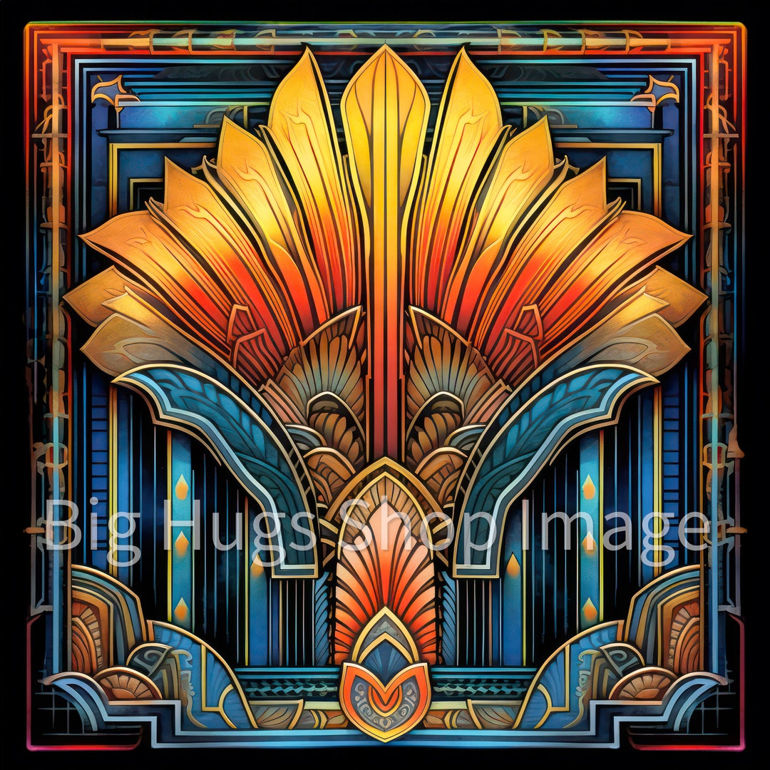 Roaring 20's Art Deco Style Design #6 on a 6x6, 8x8 (actual 7.8) or ...