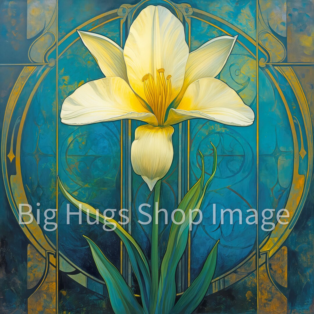 Art Deco Lily Flower Ceramic Tile: Roaring 20s Style - Etsy