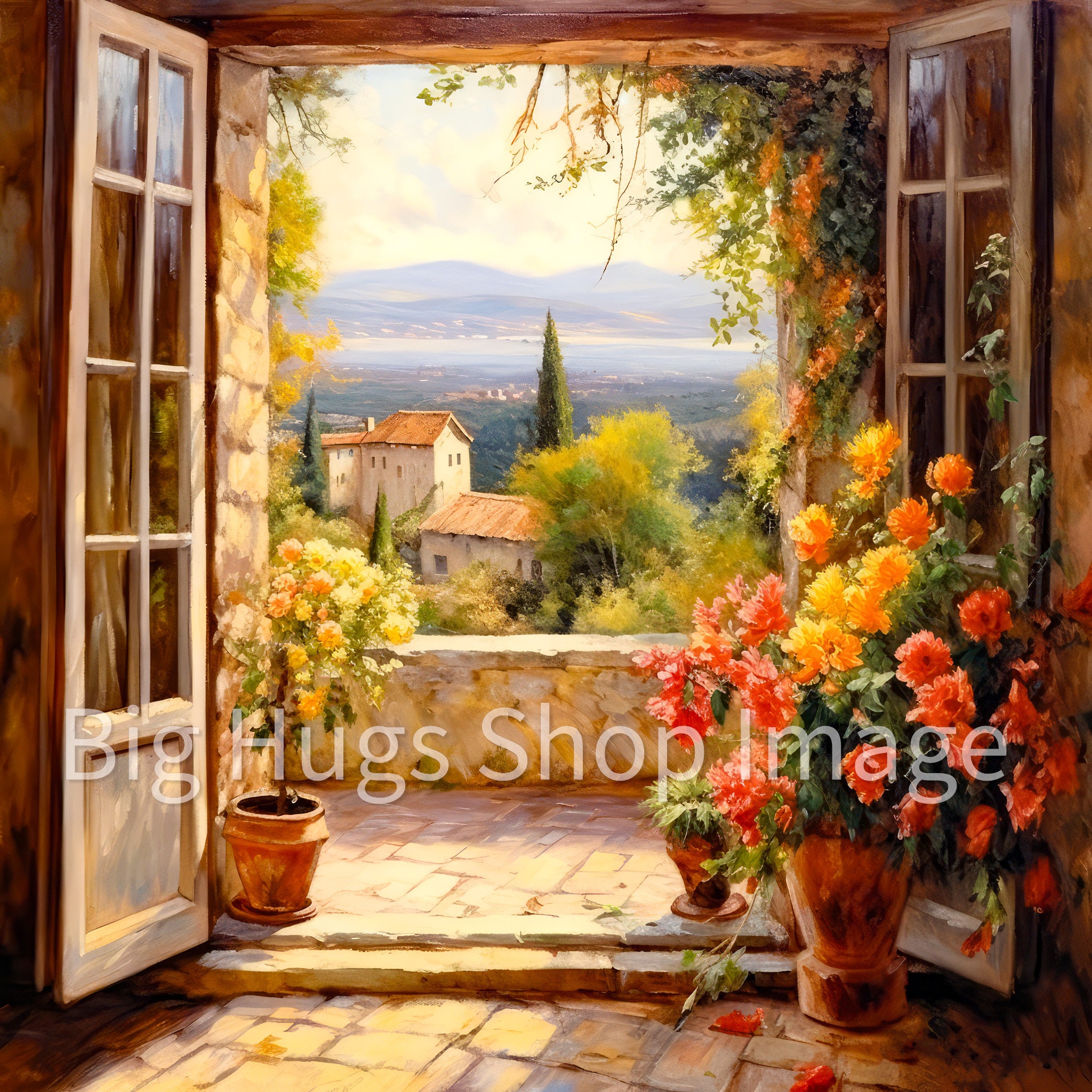 Tuscan Villa Window View Art Tile: Italy Landscape Ceramic Tile - Etsy