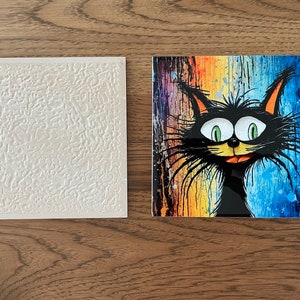 Cartoon Cat Art Tile: Colorful Abstract Decor (6x6, 8x8, 12x12 Inch) - Etsy