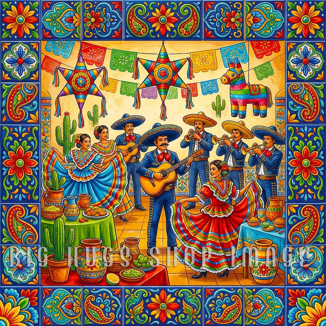 Colorful Mexican Fiesta Tile 2 - Etsy