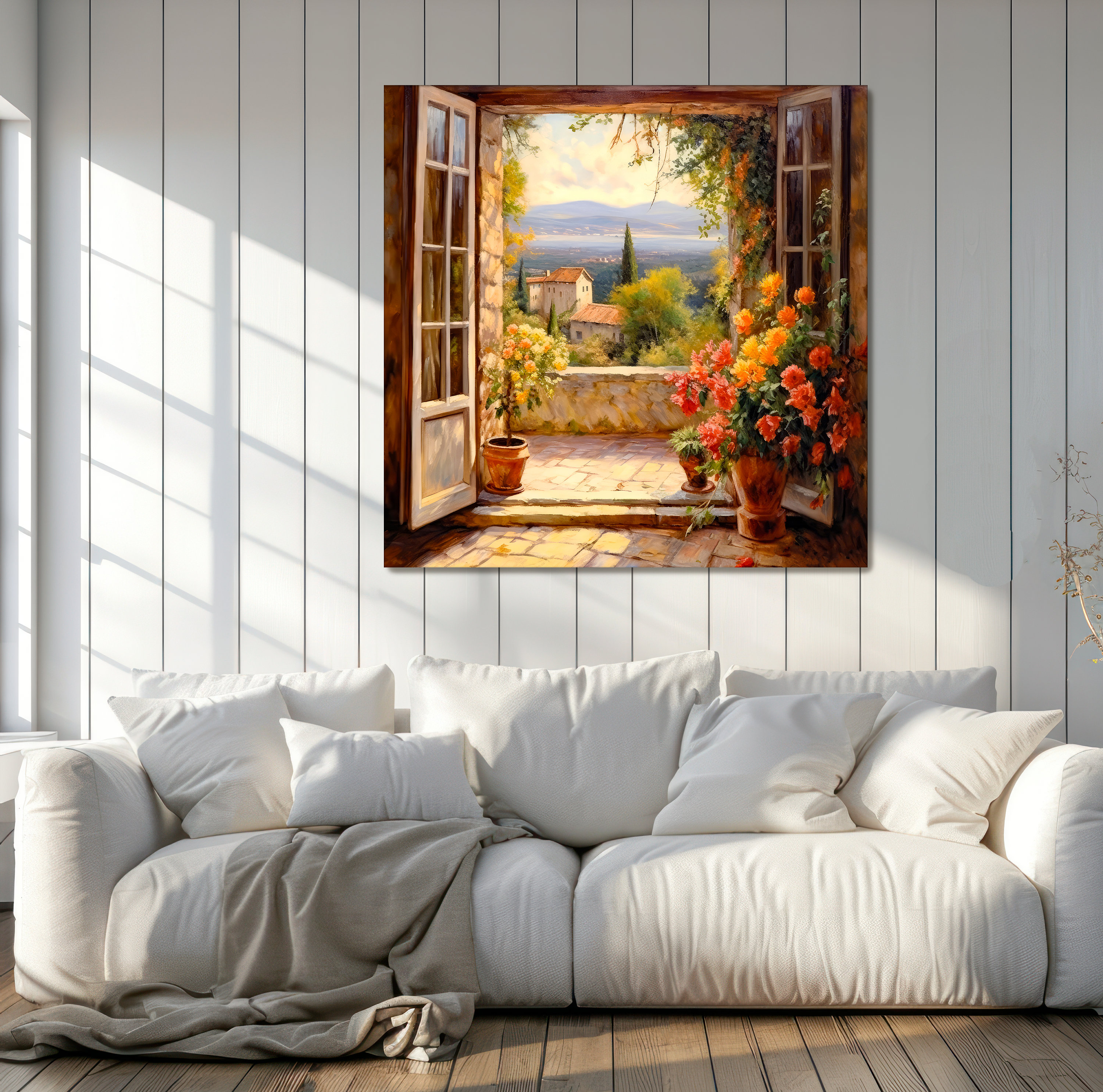 Tuscan Villa Window View Art: Archival Canvas Print - Etsy