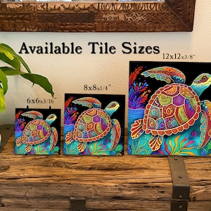 Colorful Sea Turtle Ceramic Tile Art: Coastal Decor - Etsy