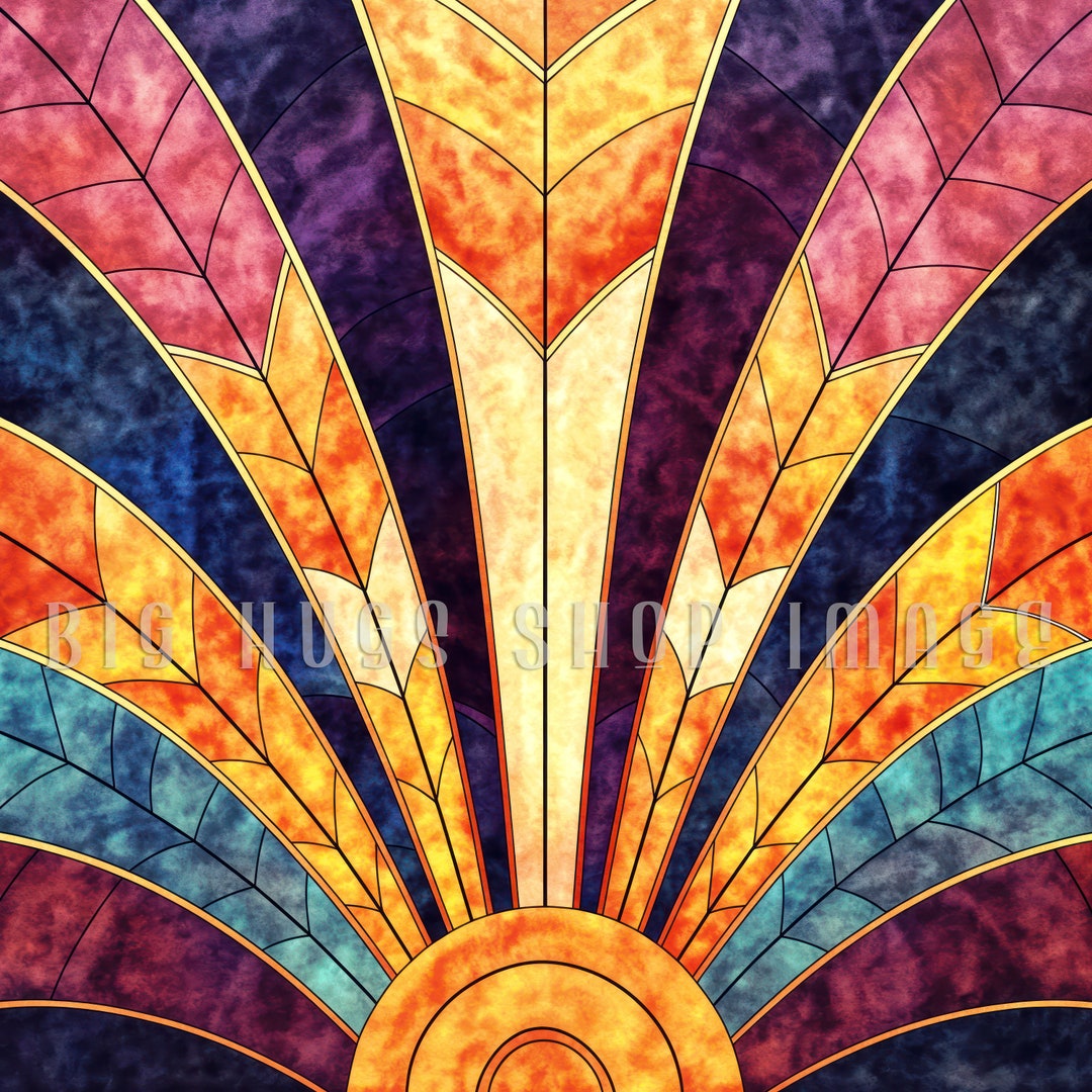 Art Deco Vivid Hues Collection, Tile #4 on a 6x6, 8x8 (actual 7.8) or ...