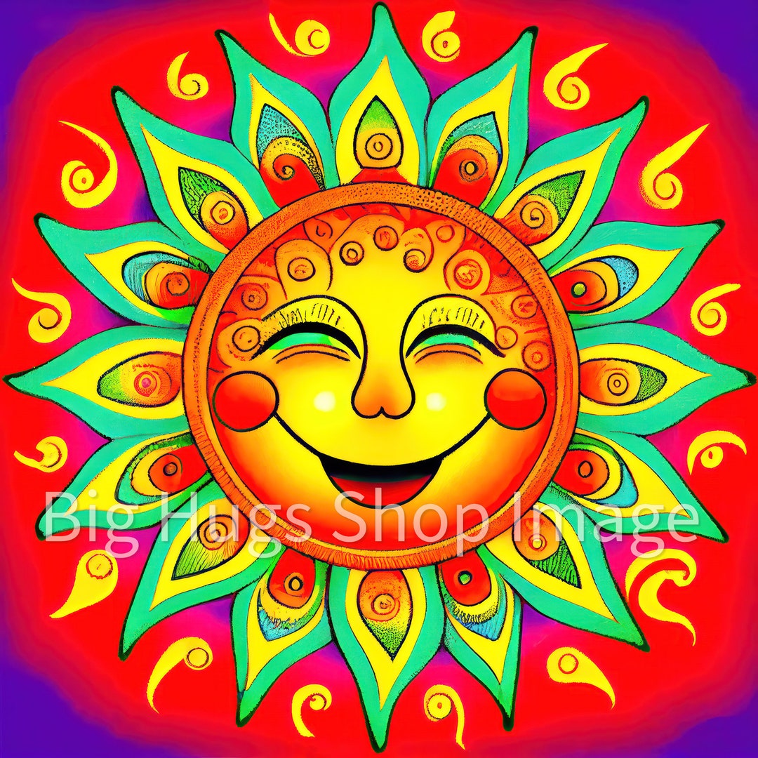 Smiling Sun Face Tile Art: Handcrafted Home Decor - Etsy