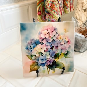 Colorful Hydrangea Flower Art on a 6x6, 8x8 (actual 7.8) or 12x12 ...