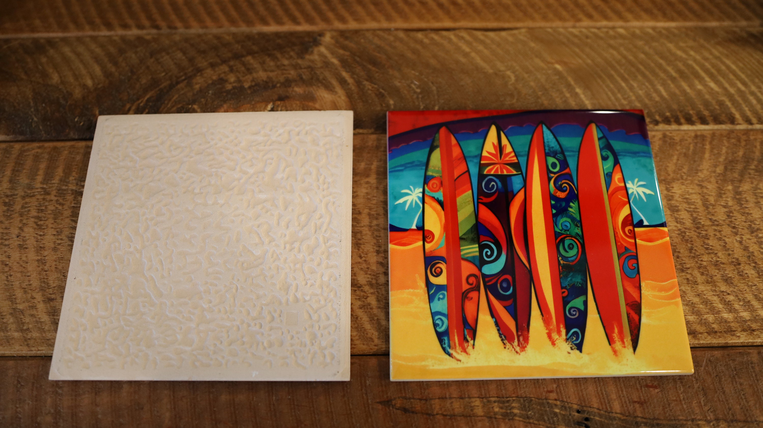Handmade Surfboard Ceramic Tile: Beach Decor Art - Etsy