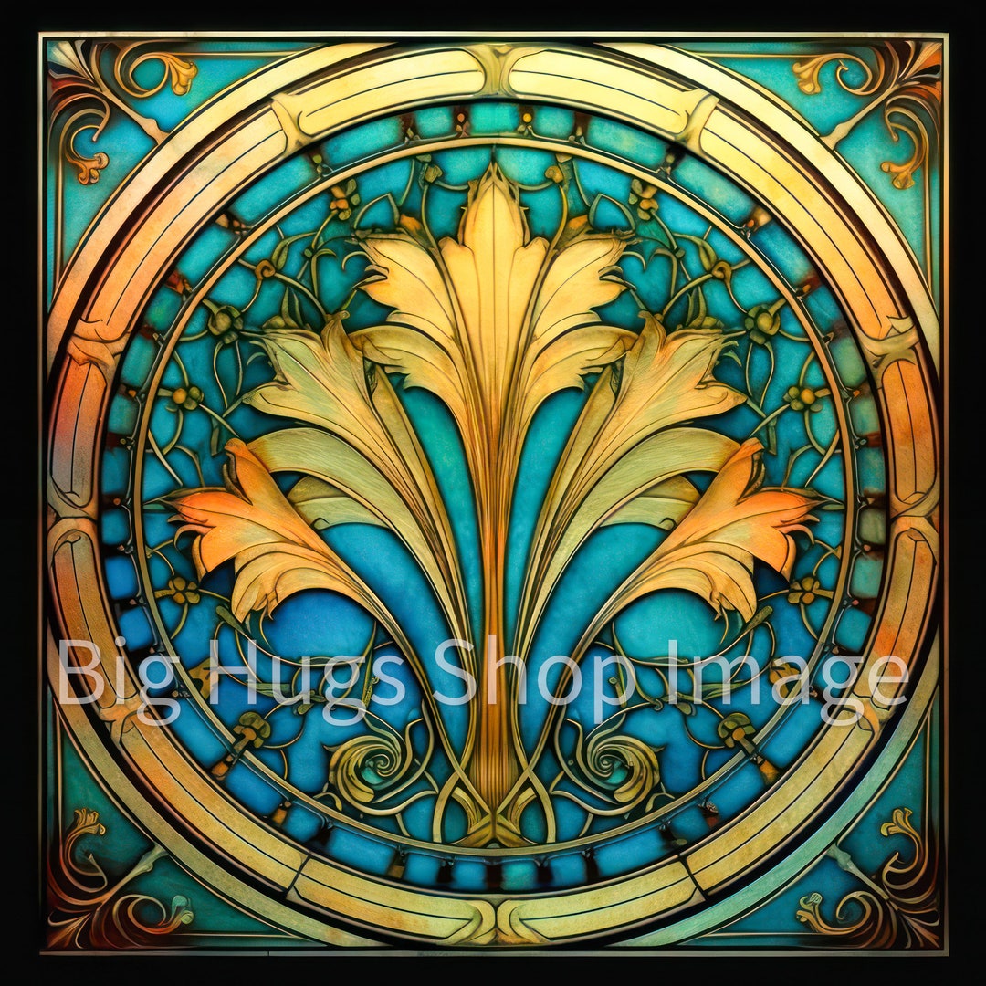 Roaring 20's Art Deco Style Design #2 on a 6x6, 8x8 (actual 7.8) or ...