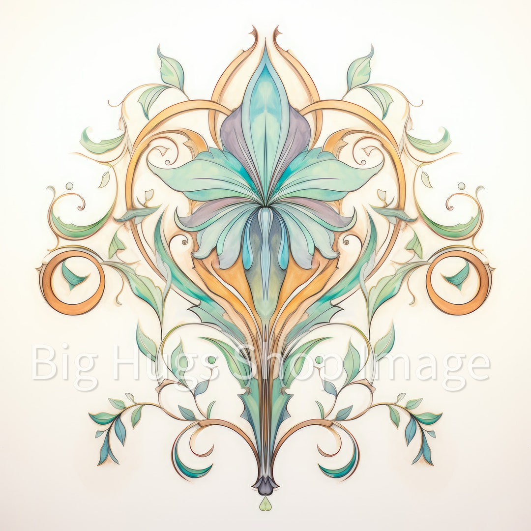 Watercolor Art Nouveau Floral Ceramic Tile: Kitchen Backsplash Art - Etsy