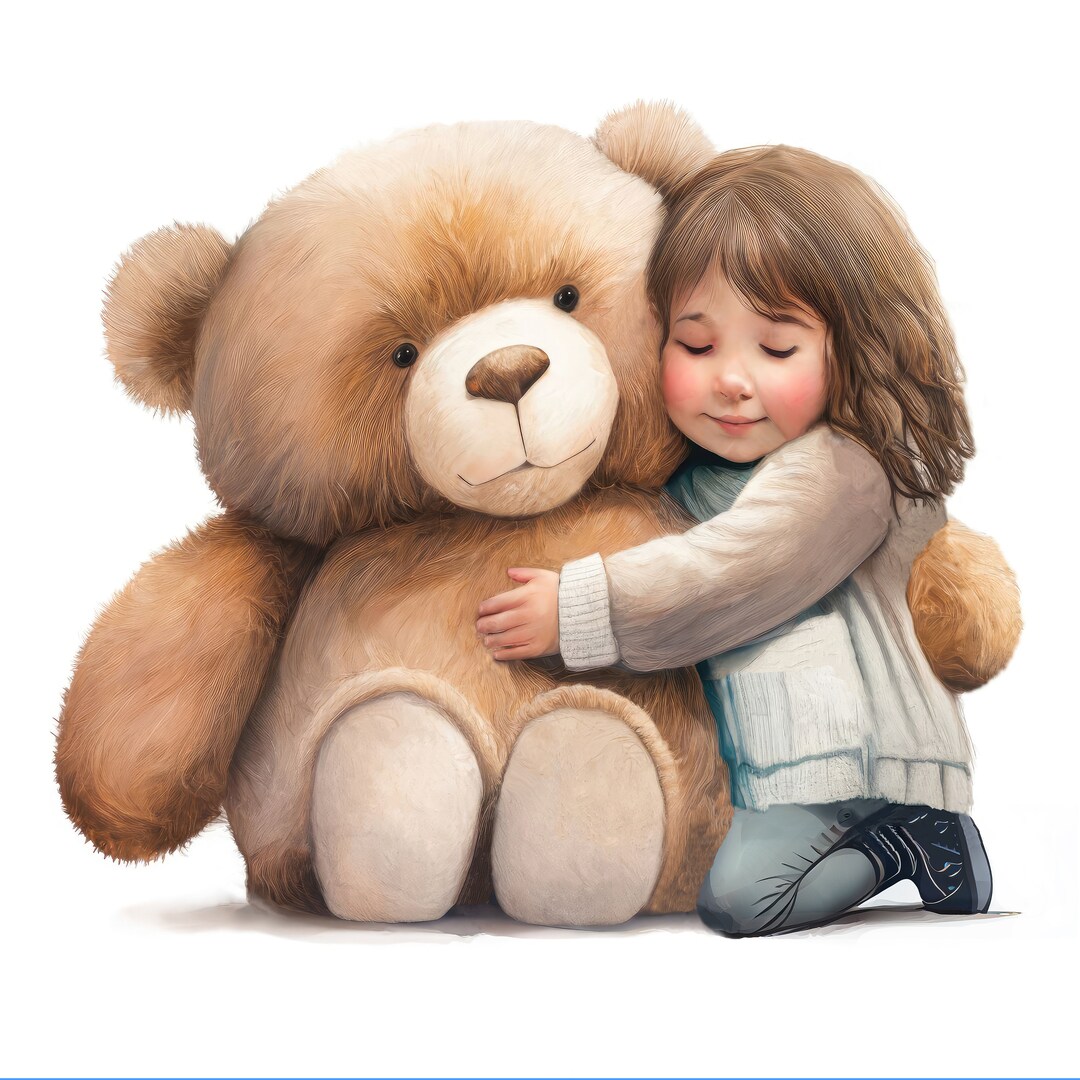 Little Girl and Her Teddy Bear on a 6 Inch Ceramic Tile. Free Shipping ...