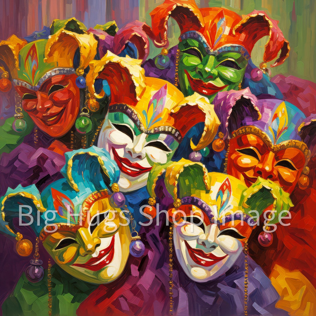Mardi Gras Masquerade Art #3 on a 6x6, 8x8 (actual 7.8) or 12x12 ...