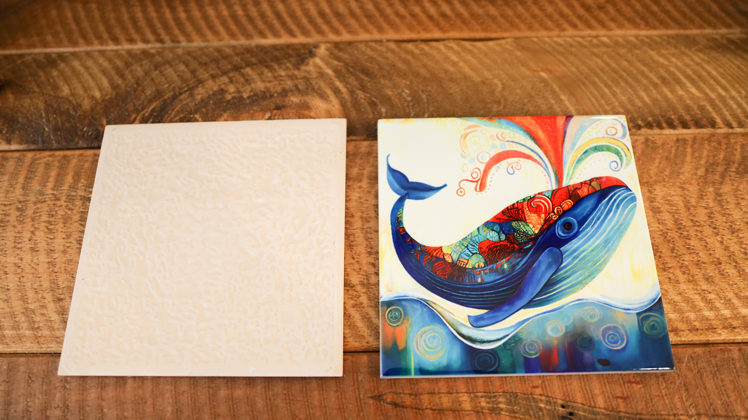 Handmade Colorful Whale Ceramic Tile: Decorative Accent Art - Etsy