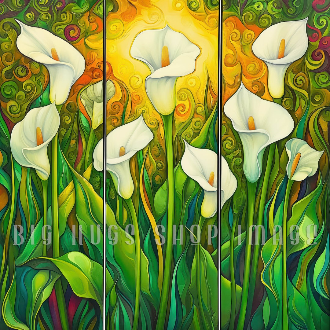 Calla Lily Triptych: Floral Ceramic Tile Art, Dye Sublimation - Etsy