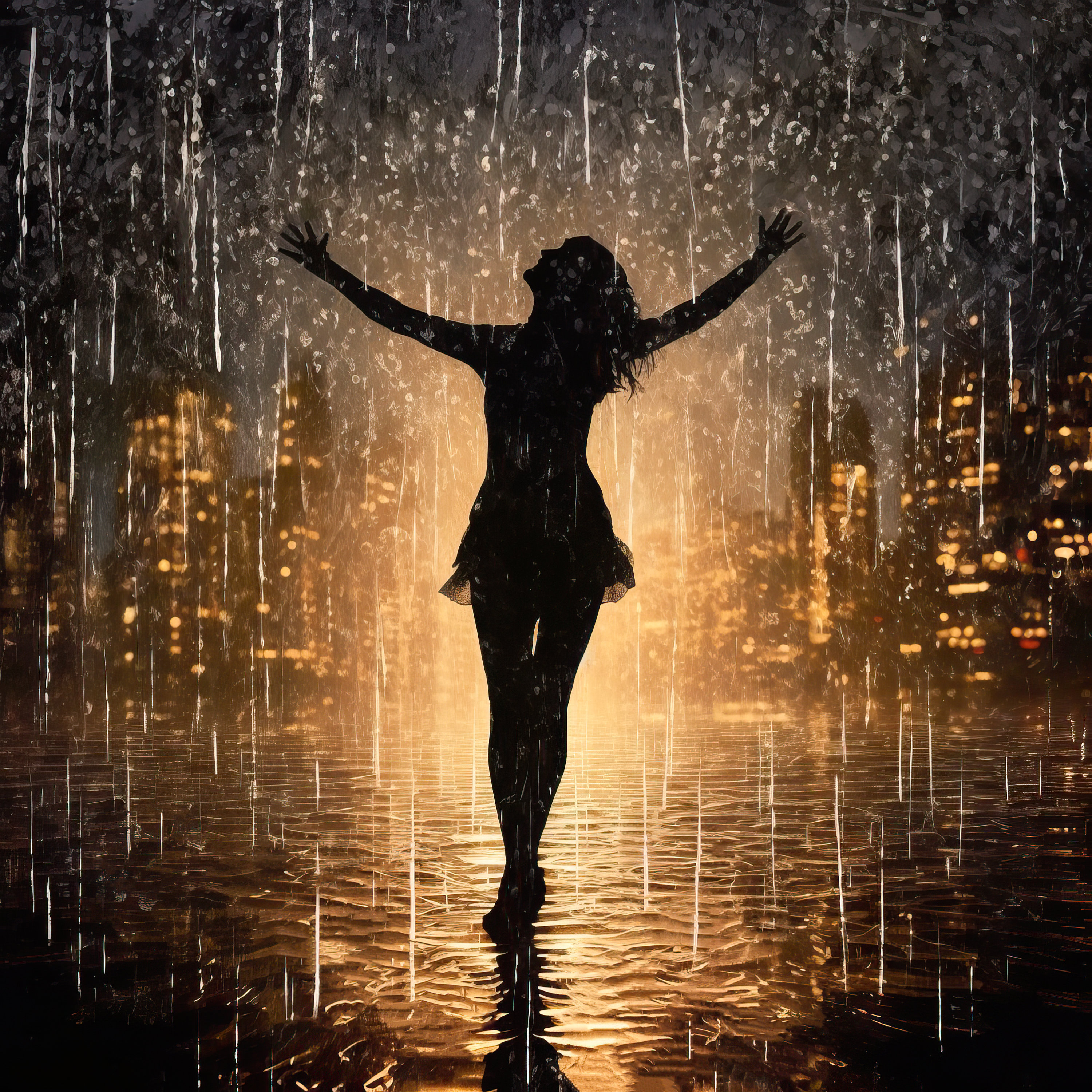 Girl Dancing In Rain