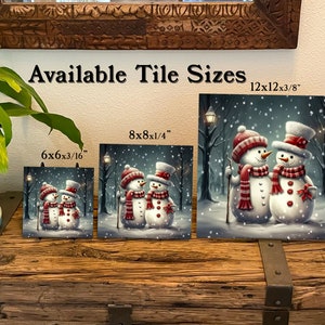 Christmas Snowman Couple Art Design on a 6x6, 8x8 (actual 7.8) or 12x12 ...