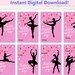Printable Ballerina Valentine's Day Card, Pink Background Ballet ...