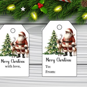 Printable Black Santa Gift Tag, Instant Download Christmas Gift Tag ...