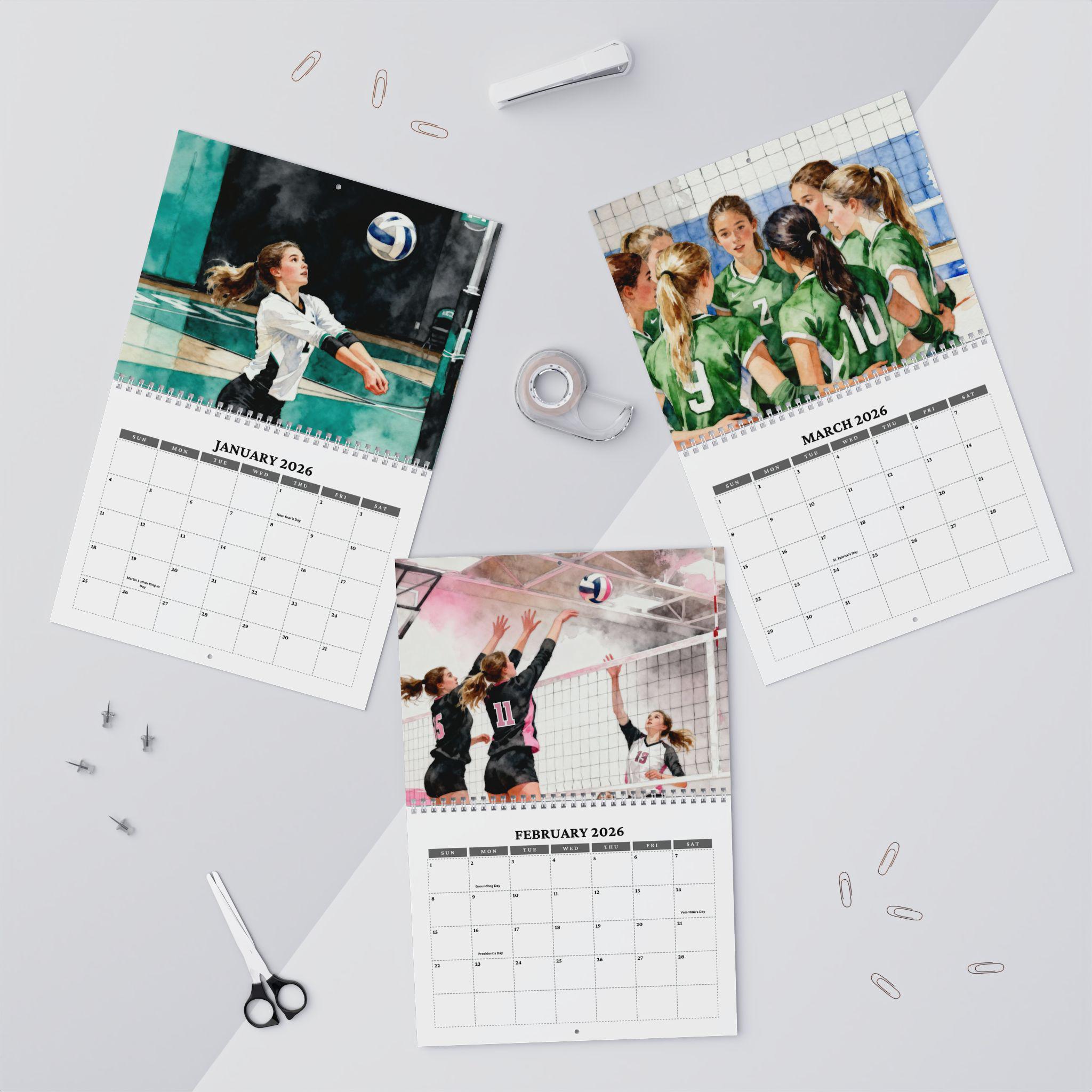 2026 Girls Volleyball Wall Calendar, Volleyball Player Gift, Womens ...