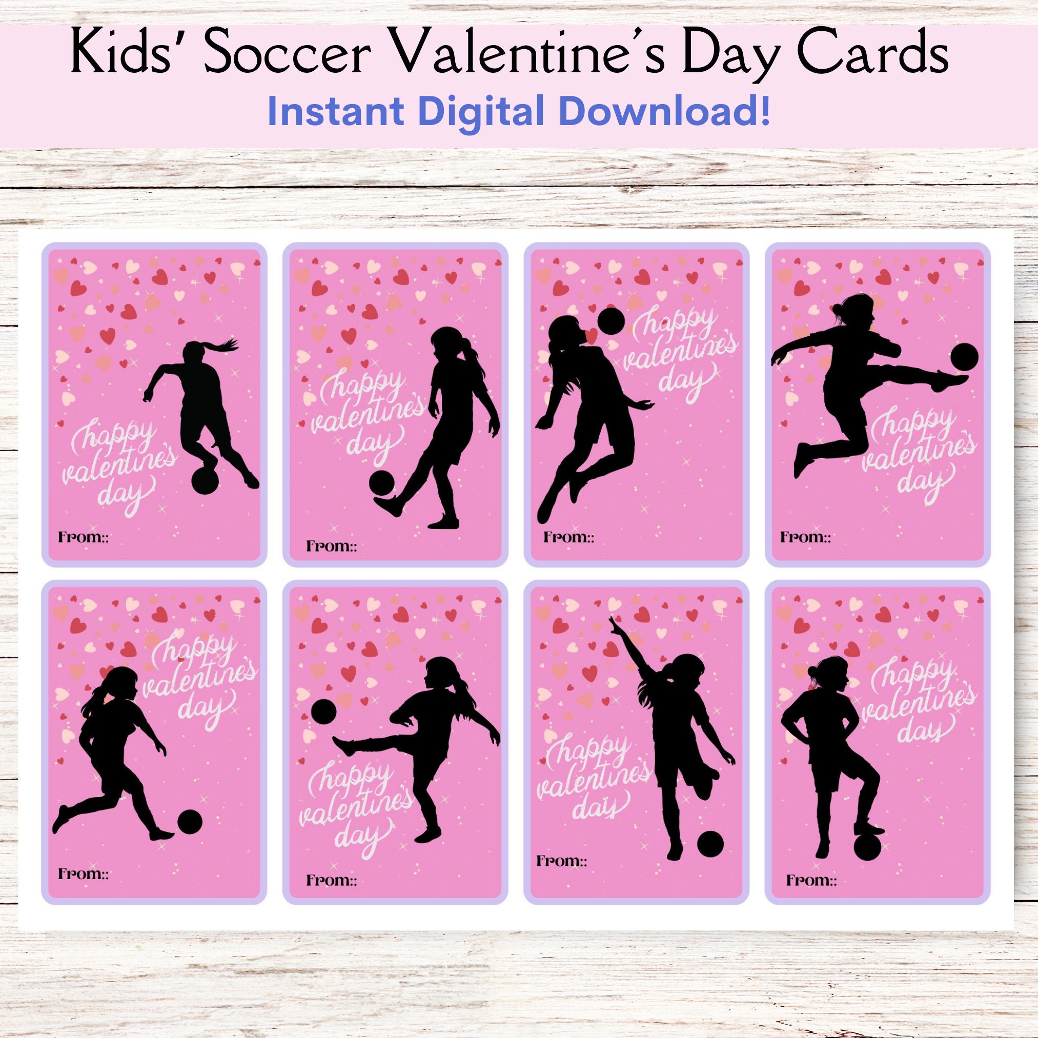 Printable Kids Soccer Valentine Cards, Soccer Team Valentine, School ...