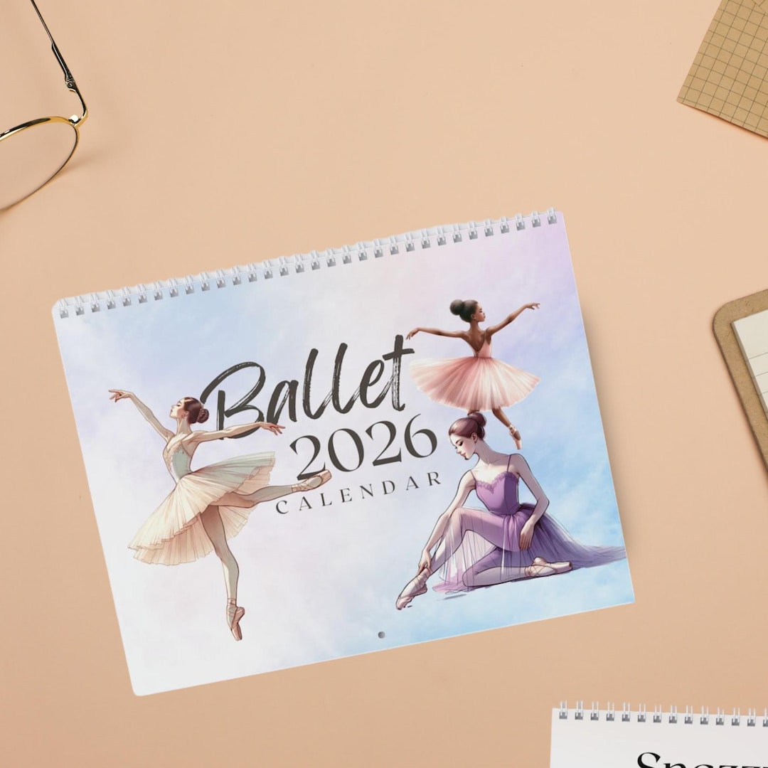 2026 Watercolor Ballet Calendar, Dancer Monthly Calendar, Ballerina ...