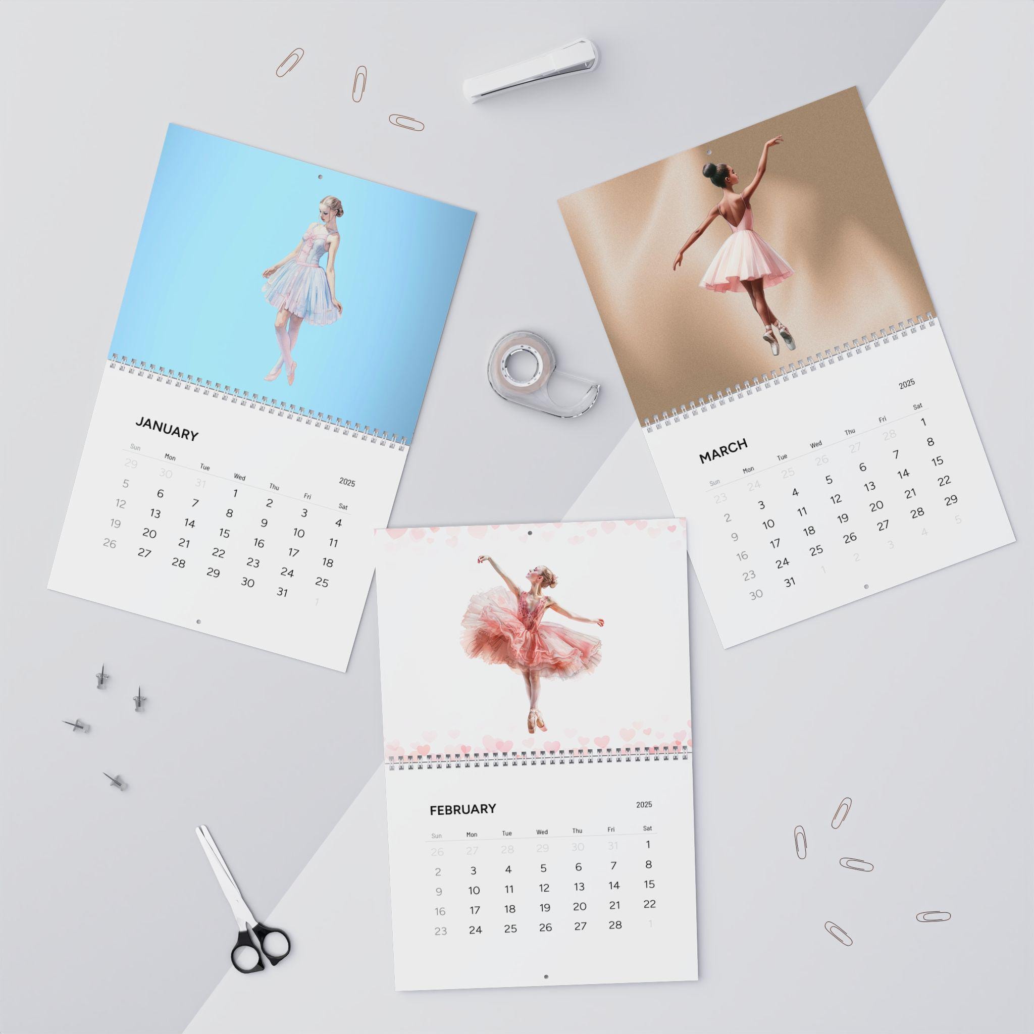 2025 Ballerina Wall Monthly Calendar, Watercolor Ballet Drawings, Gift ...