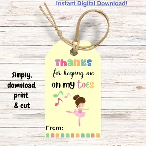 Printable Dance Teacher Gift Tags, Dance Teacher Appreciation, INSTANT ...