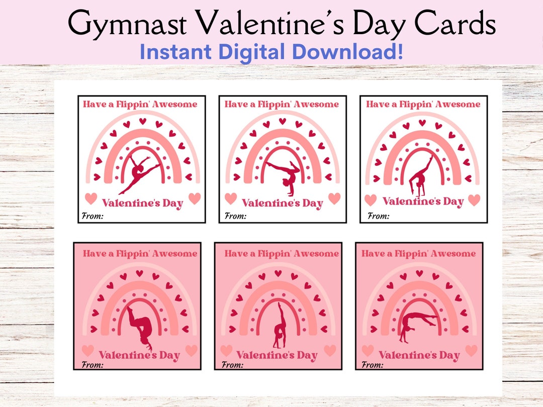 Printable Gymnastics Valentine's Day Card Boho Gymnast - Etsy