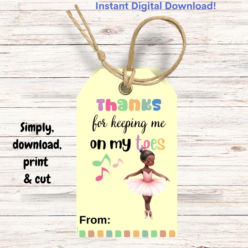 Printable Dance Teacher Appreciation Gift Tags, African American ...
