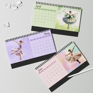 2025 Ballerina Desk Monthly Calendar, Calendar Featuring Watercolor ...