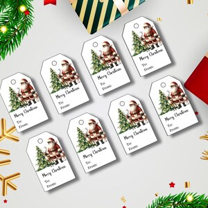 Printable Black Santa Gift Tag, Instant Download Christmas Gift Tag ...