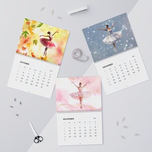 2025 Ballerina Wall Monthly Calendar, Watercolor Ballet Drawings, Gift ...