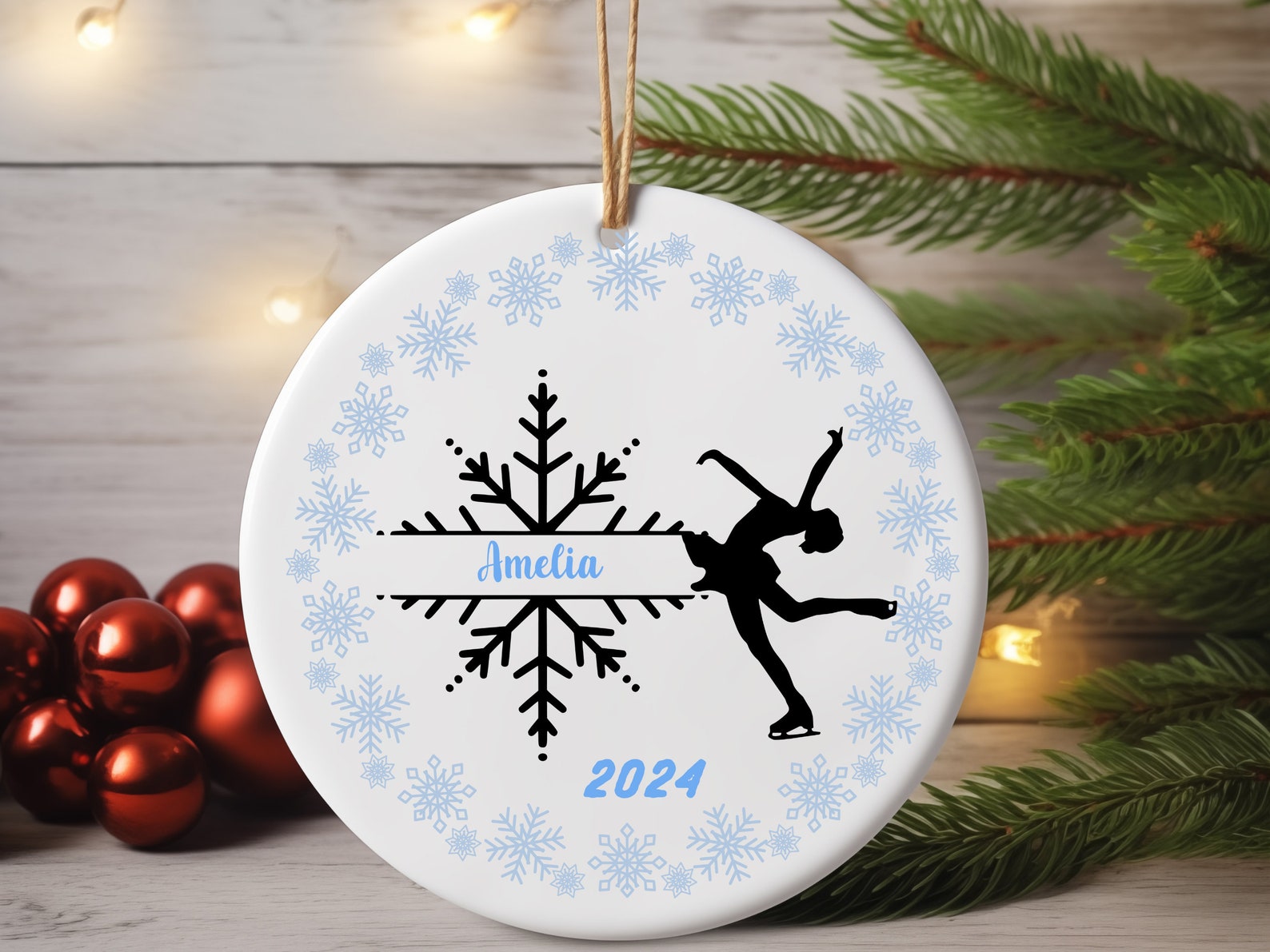 Personalized Figure Skater Ornament, Ice Skating Snowflake Ornament ...