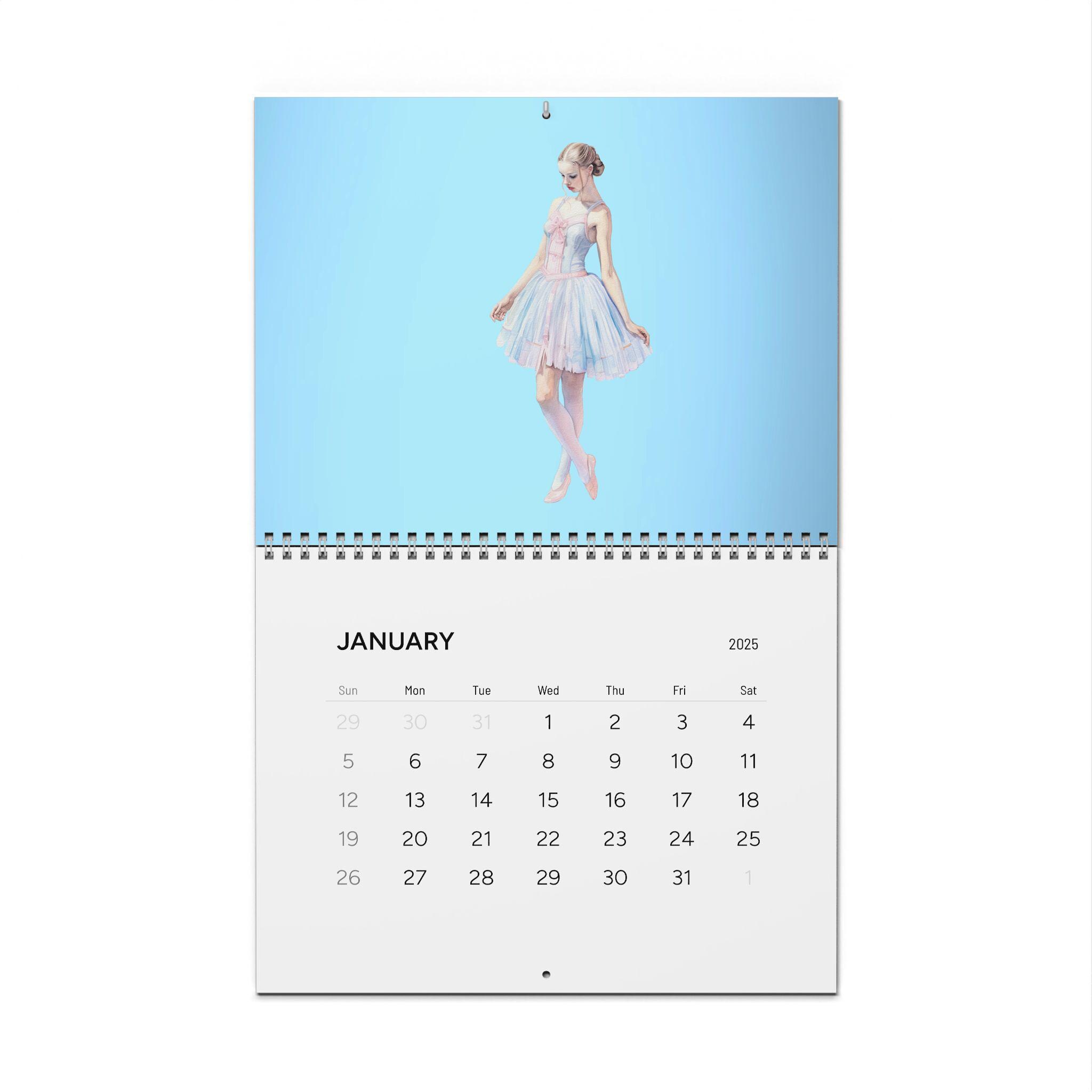 2025 Ballerina Wall Monthly Calendar, Watercolor Ballet Drawings, Gift ...